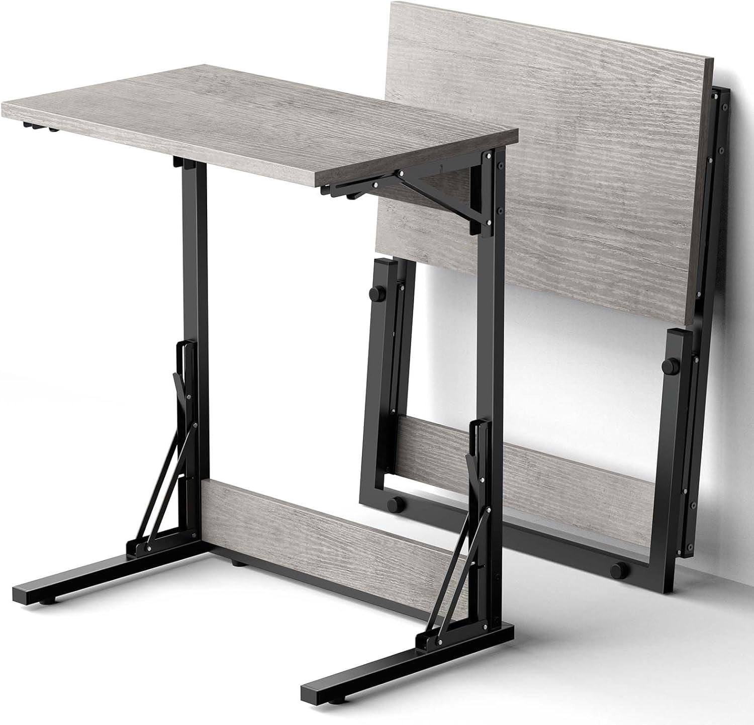 Tatub 24" Folding C Shaped End Table Set of 2, Small Sofa Side Laptop Desk, Couch TV Tray Table ...