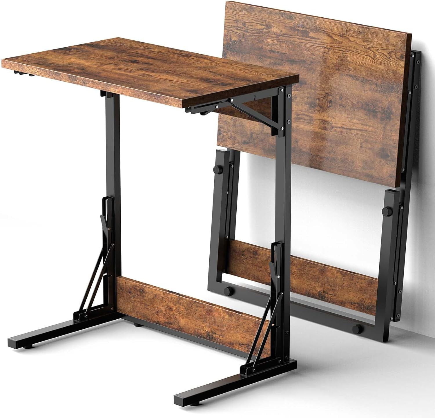 Tatub 24" Folding C Shaped End Table Set of 2, Small Sofa Side Laptop ...