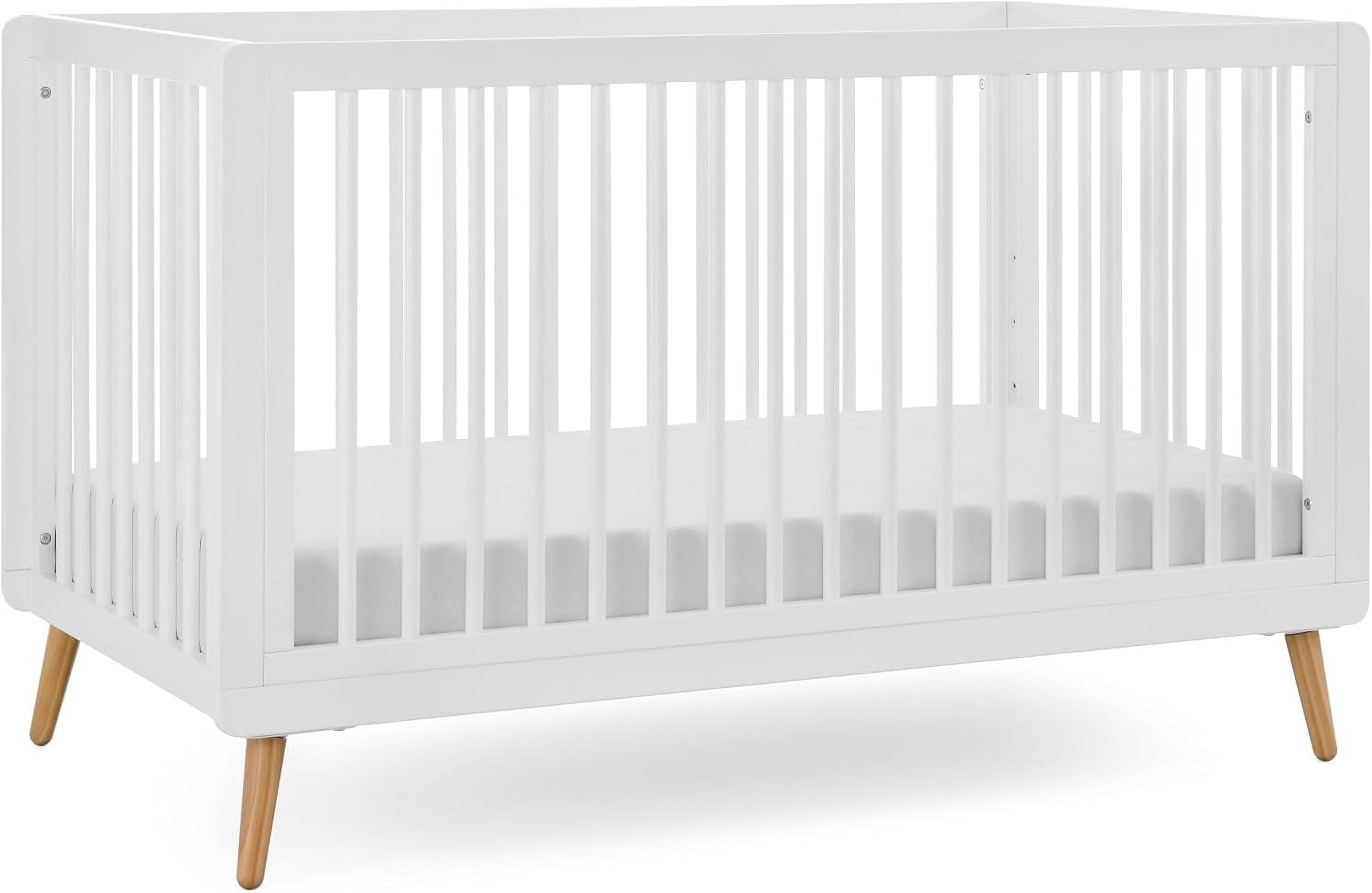 Tatum 3-in-1 Convertible Crib, White Finish, Solid Wood, Adjustable ...