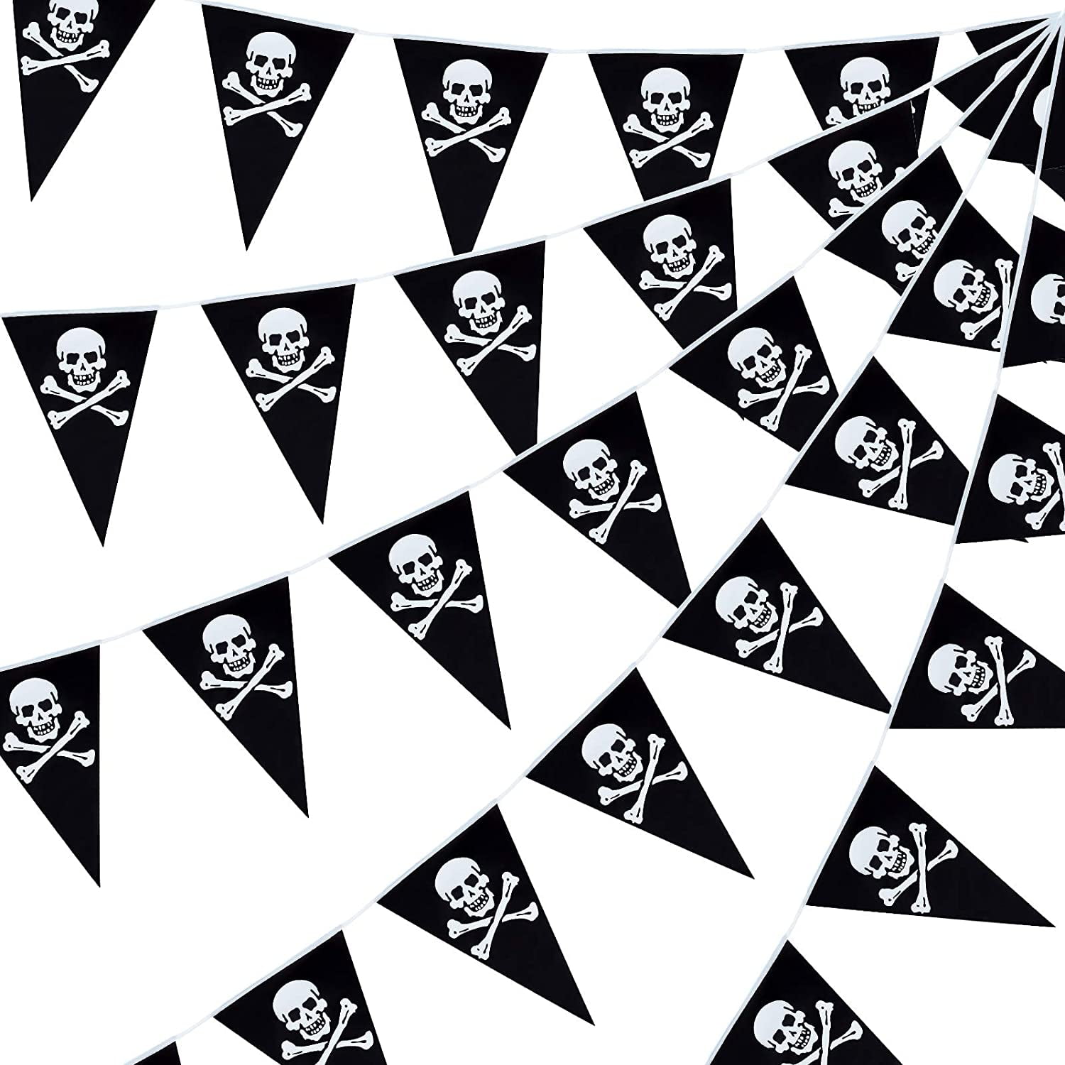 Tatuo 60 Pcs Pirate Banner Skull Pirate Flag Birthday Party Decorations ...