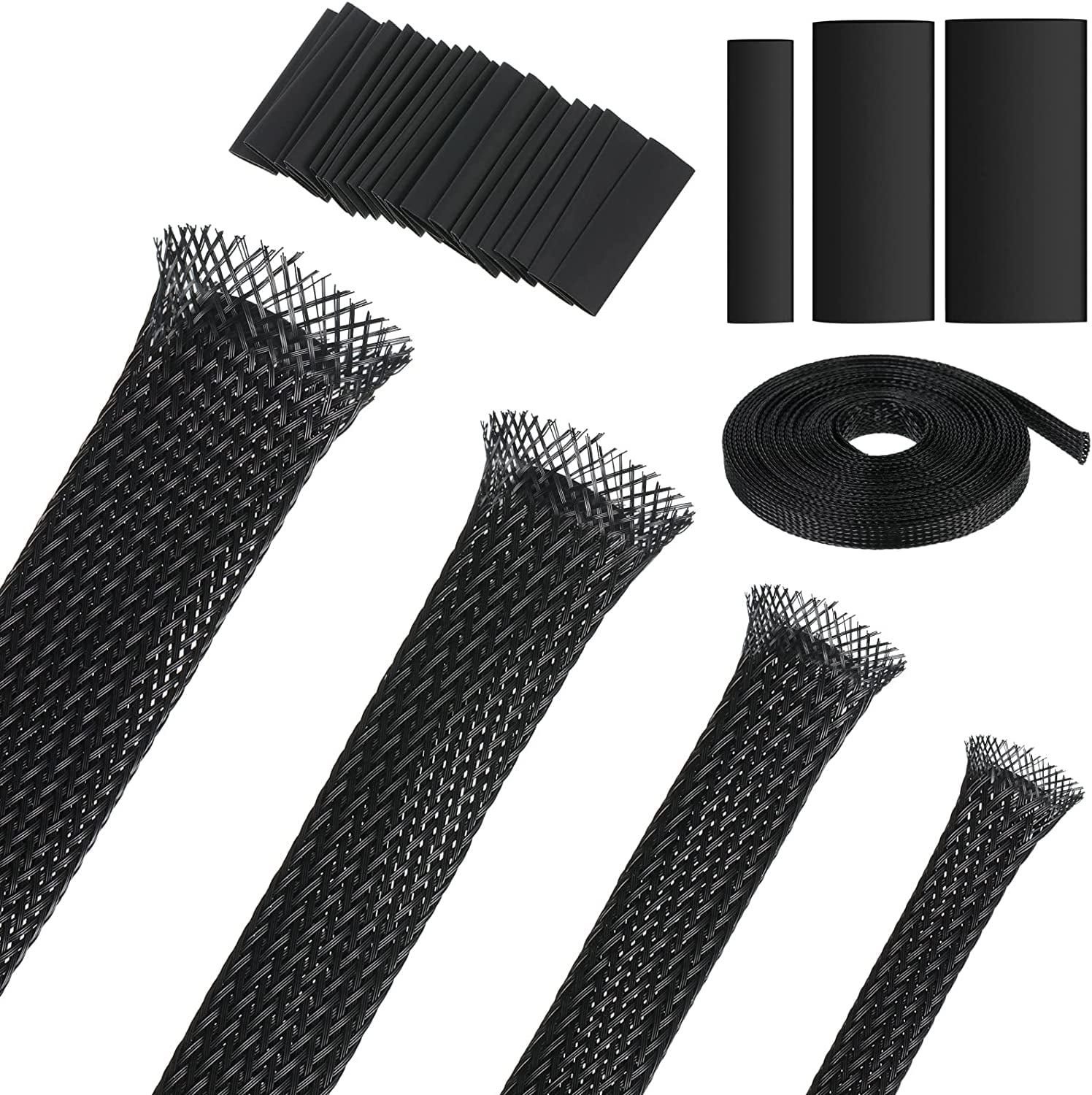 Tatuo 65.6 ft Expandable Braided Cable Sleeve Multi Size Braided Wire ...