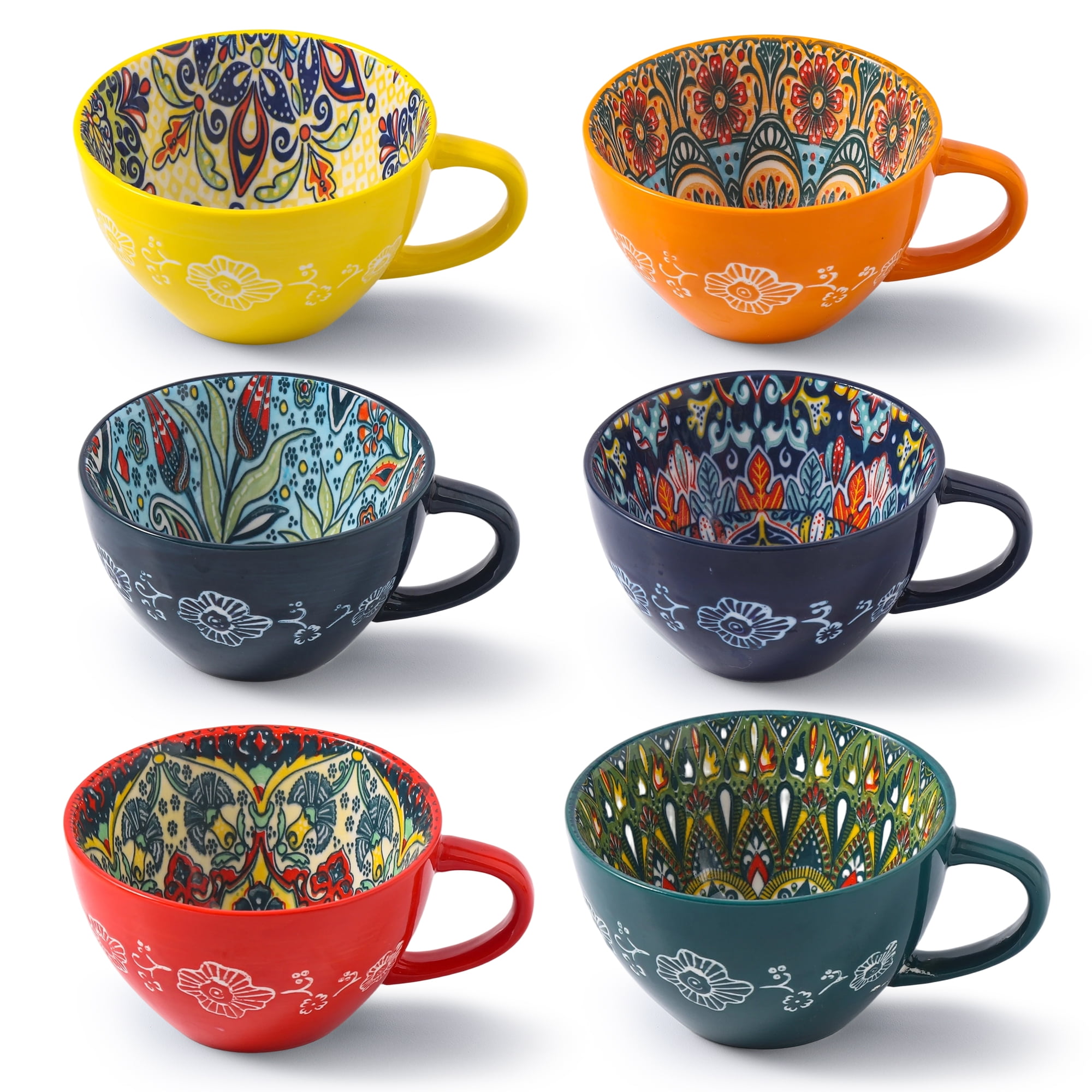 6 Piece Coffee Cup Set, Handmade Ceramic for Home Decor, Boho Mug for ...