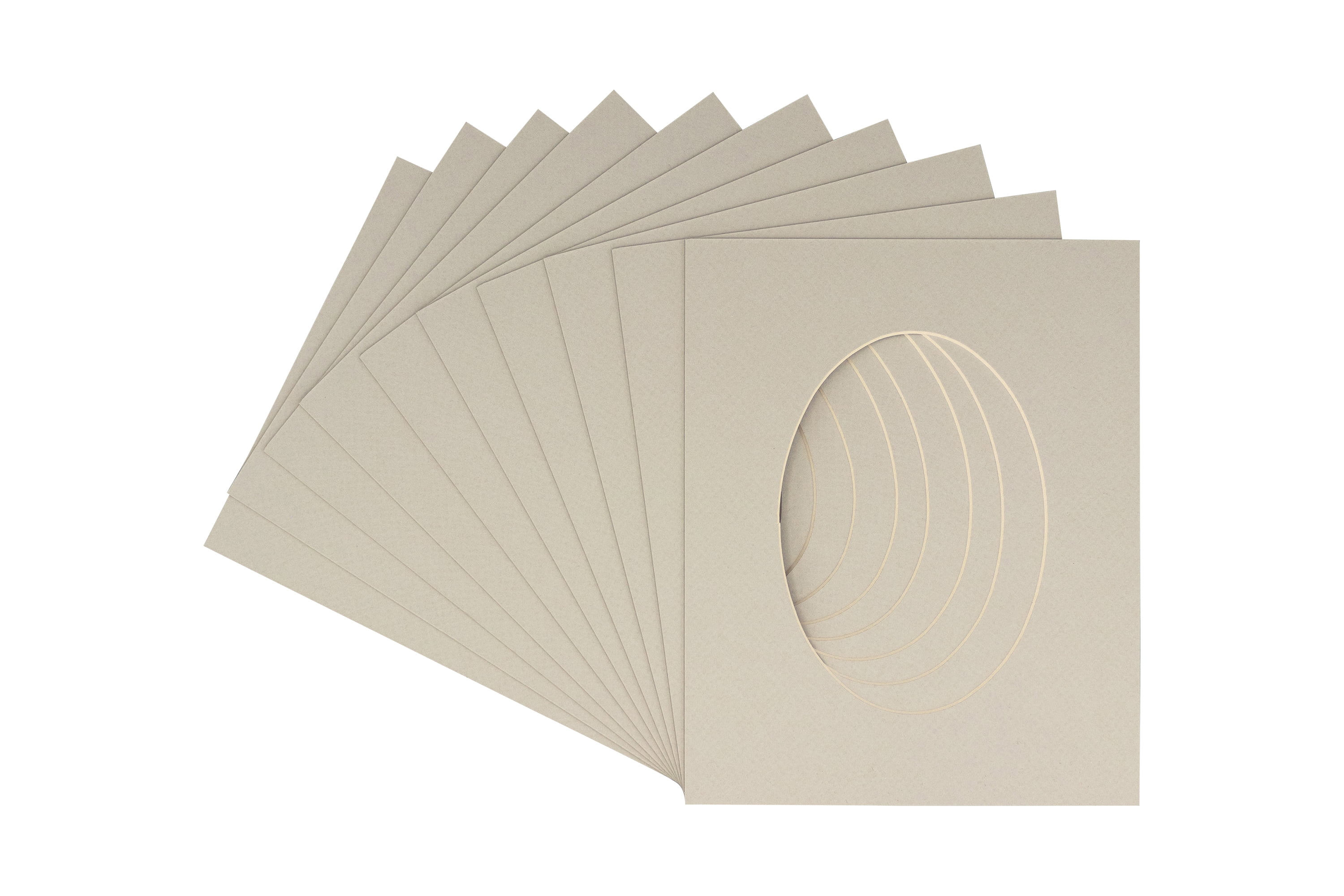 Taupe Acid Free 6x7.5 Oval Picture Frame Mat with White Core Bevel Cut ...