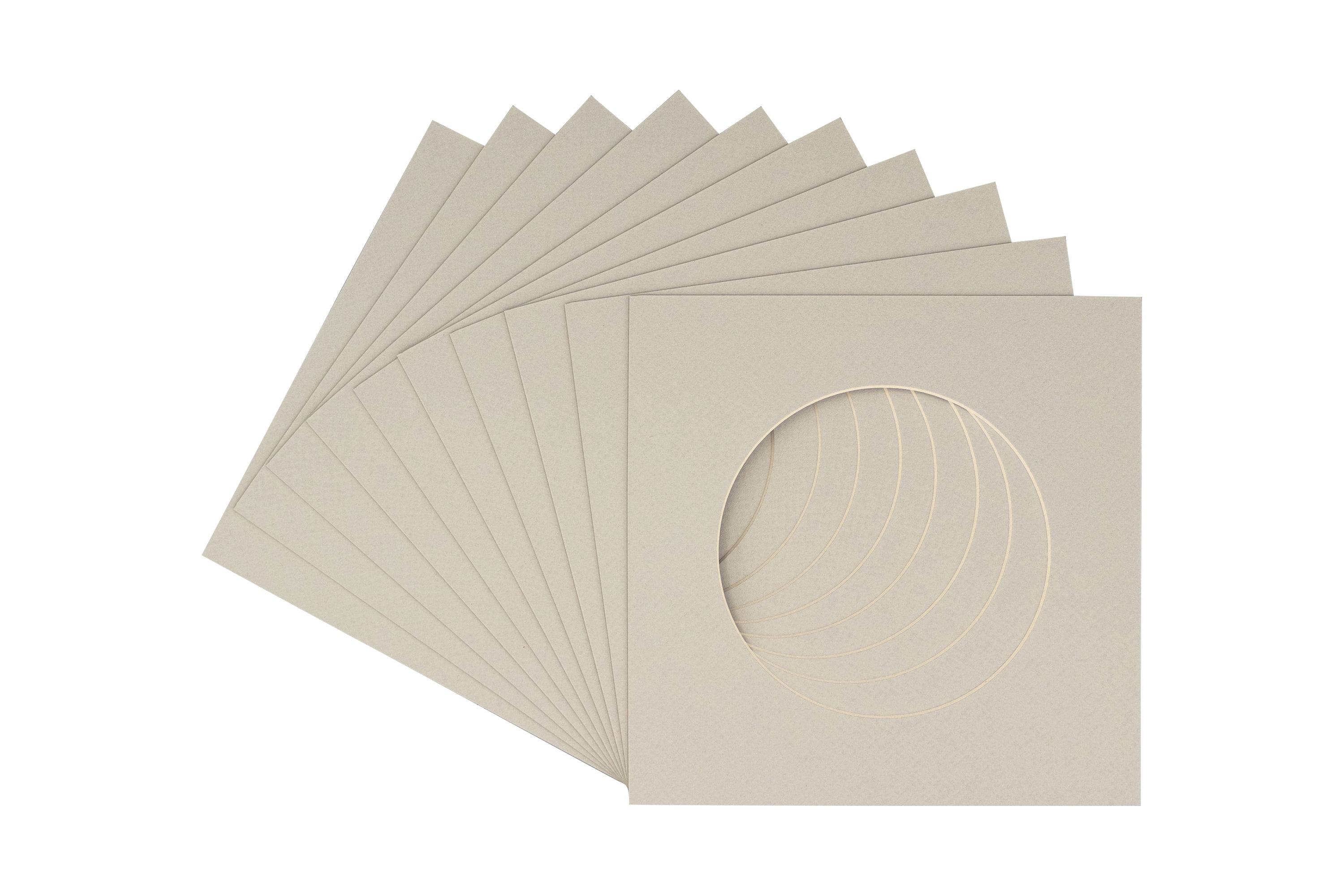 Taupe Acid Free 7x7 Cirlce Picture Frame Mat with White Core Bevel Cut ...