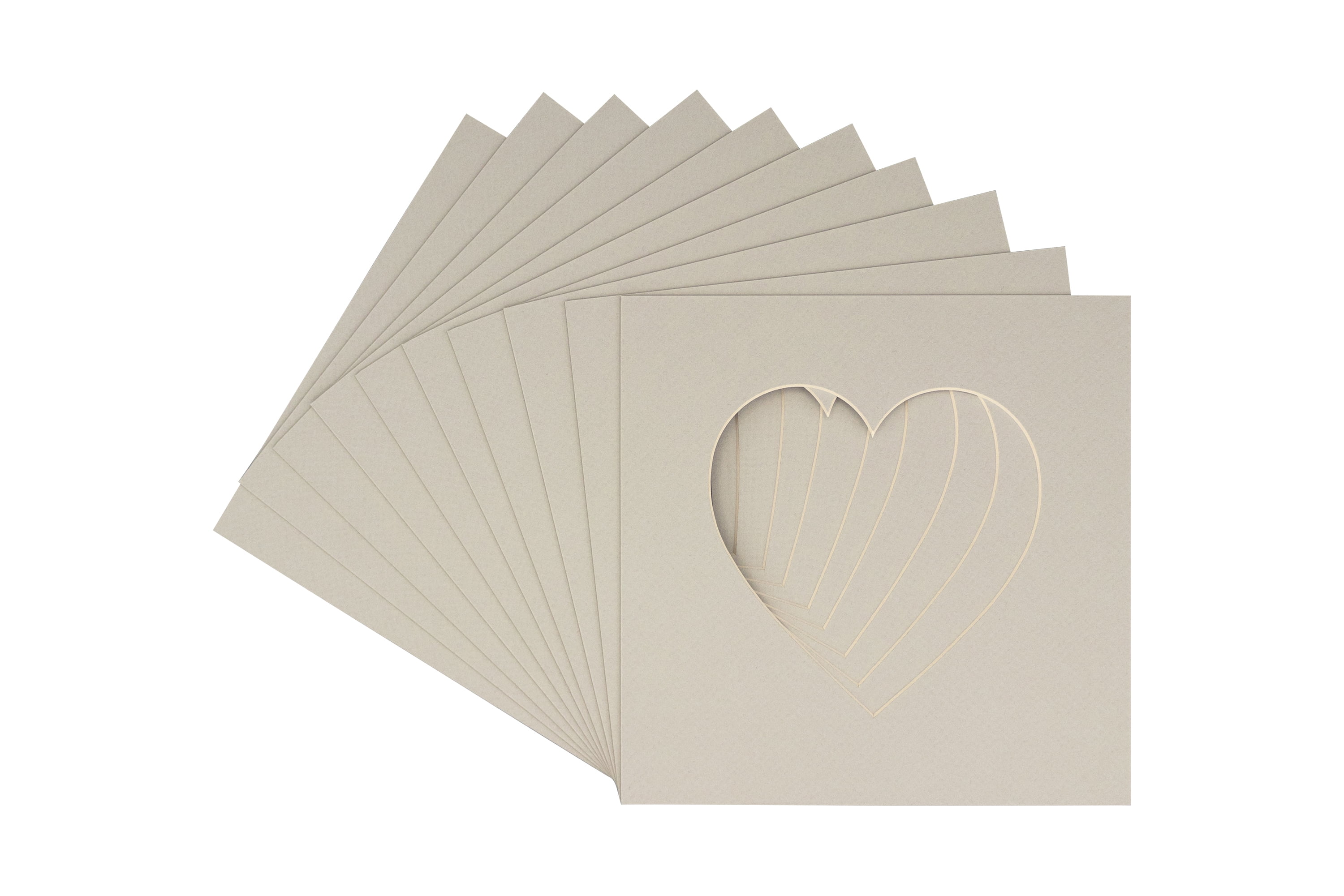 Taupe Acid Free 7x7 Heart Picture Frame Mat with White Core Bevel Cut ...