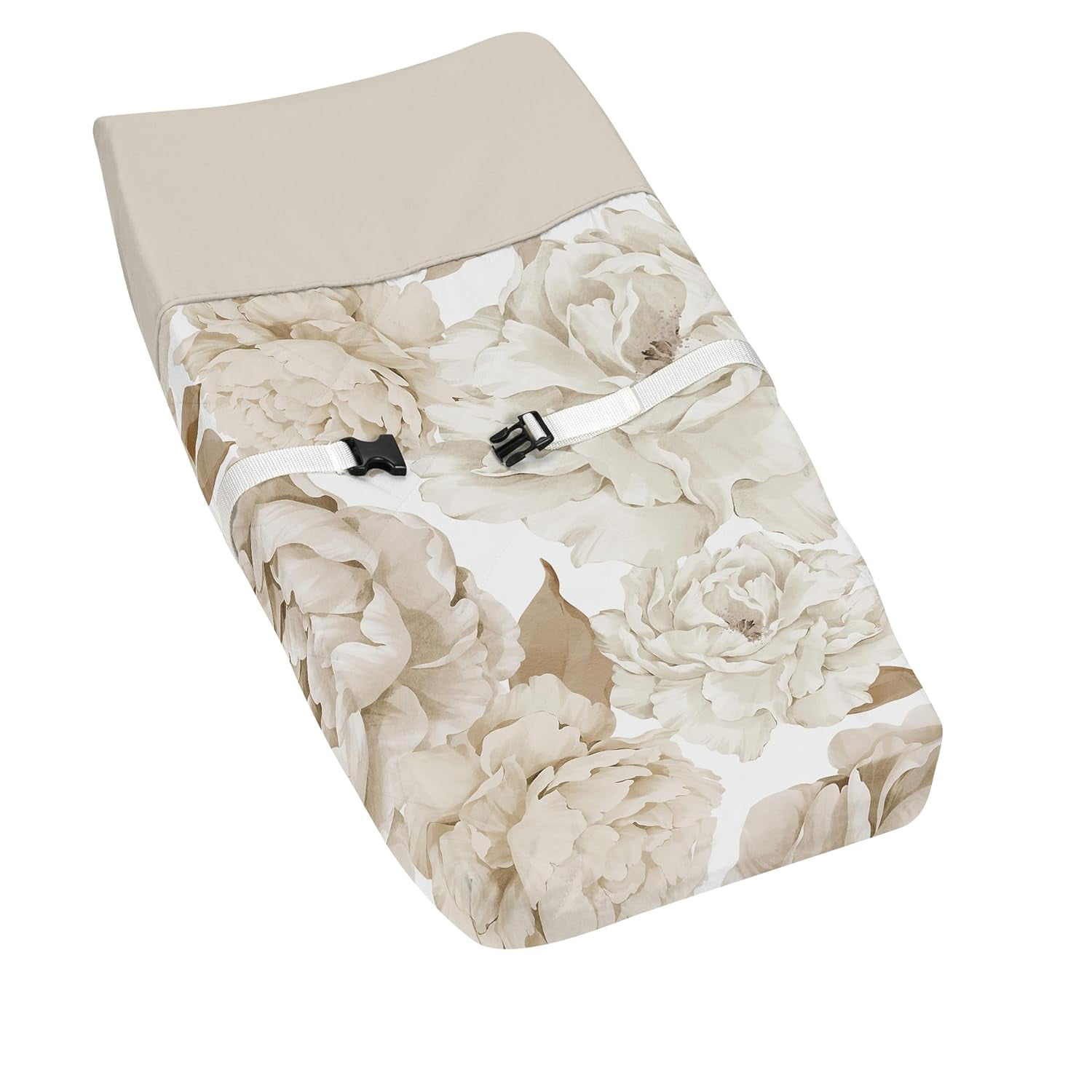 Taupe Beige Boho Shabby Chic Floral Girl Baby Changing Pad Cover ...