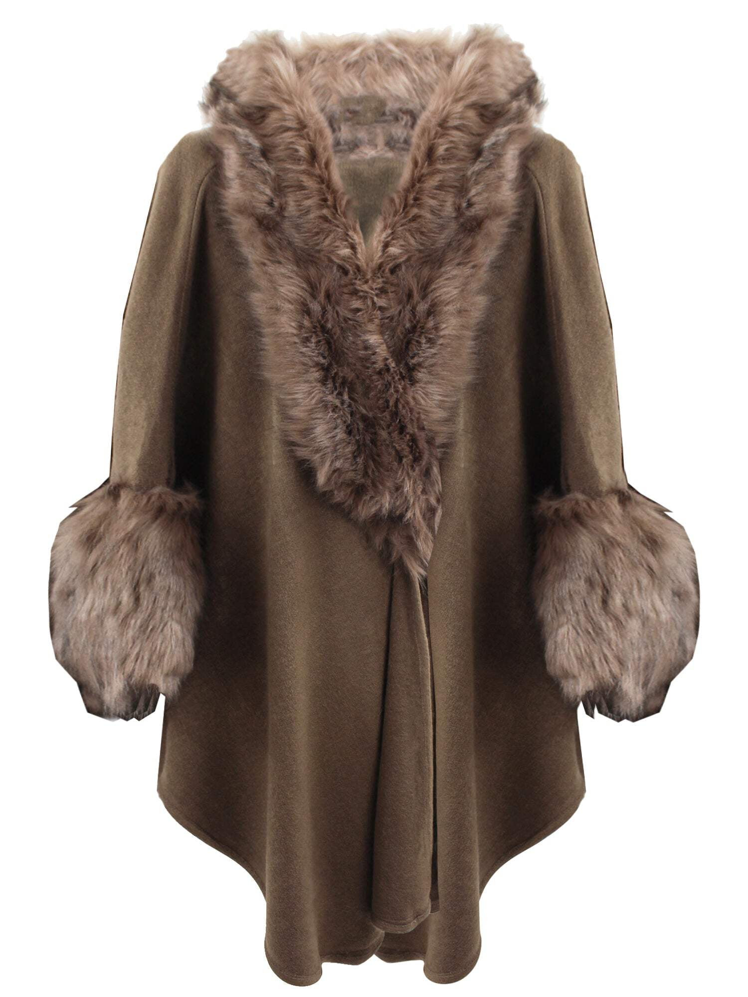 Taupe Brown Faux Fur Cape Shawl - Walmart.com