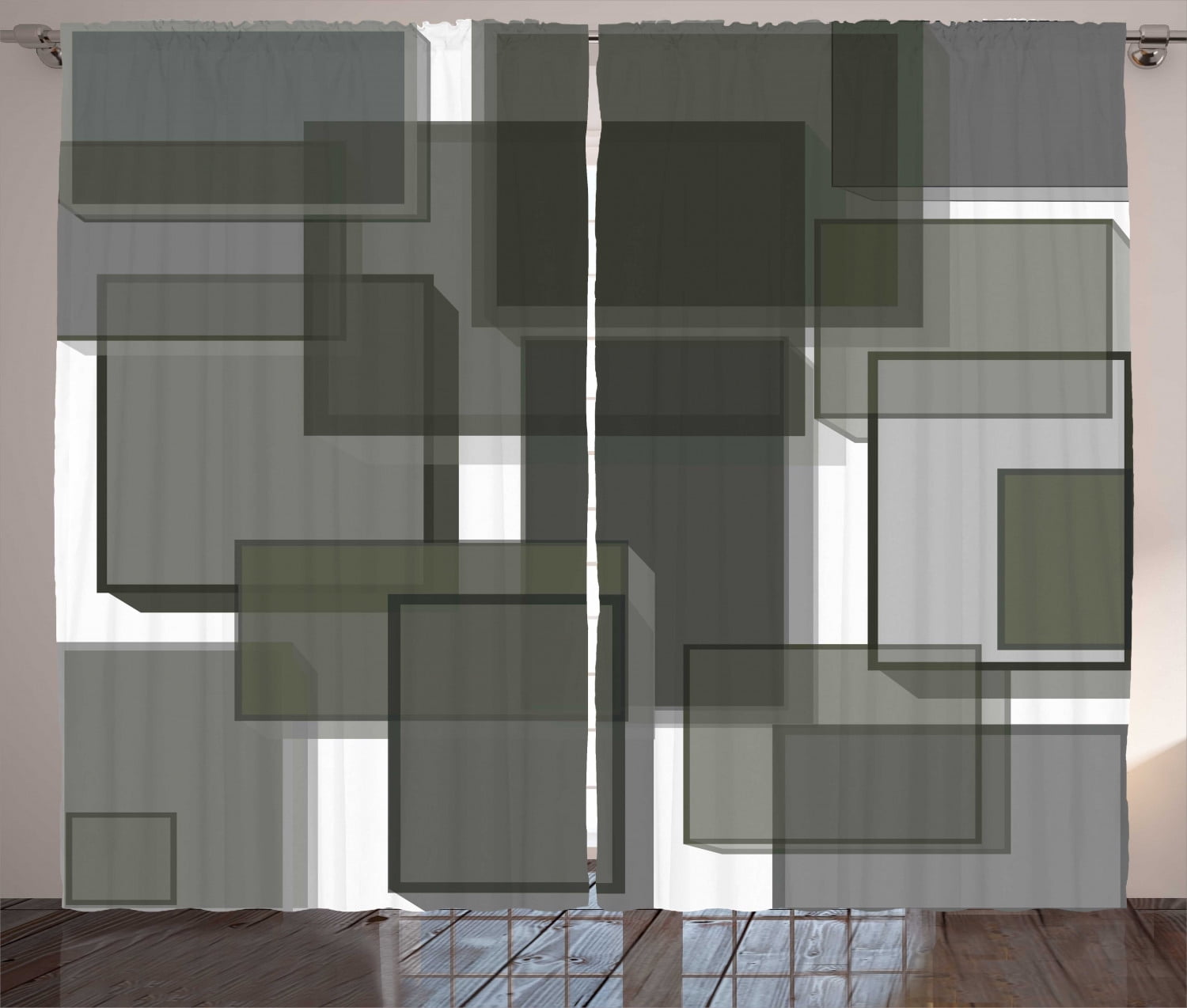 Ambesonne Taupe Curtains 2 Panel Set, Cubes Modern Abstract, 108" x 90 ...