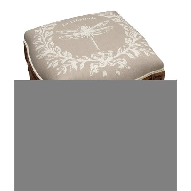 Taupe Dragonfly Upholstered Wooden Vanity Stool, Wood Stain - Walmart.com