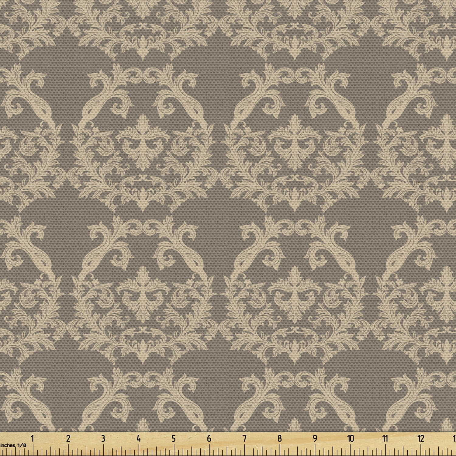 Ambesonne Victorian Fabric by the Yard Upholstery, Flora Baroque Classy ...