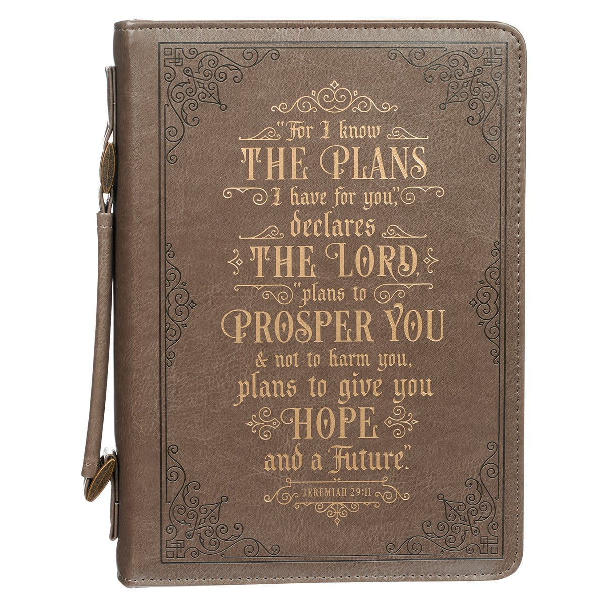 Taupe Faux Leather Classic Bible Cover I Know The Plans - Jeremiah 29: ...