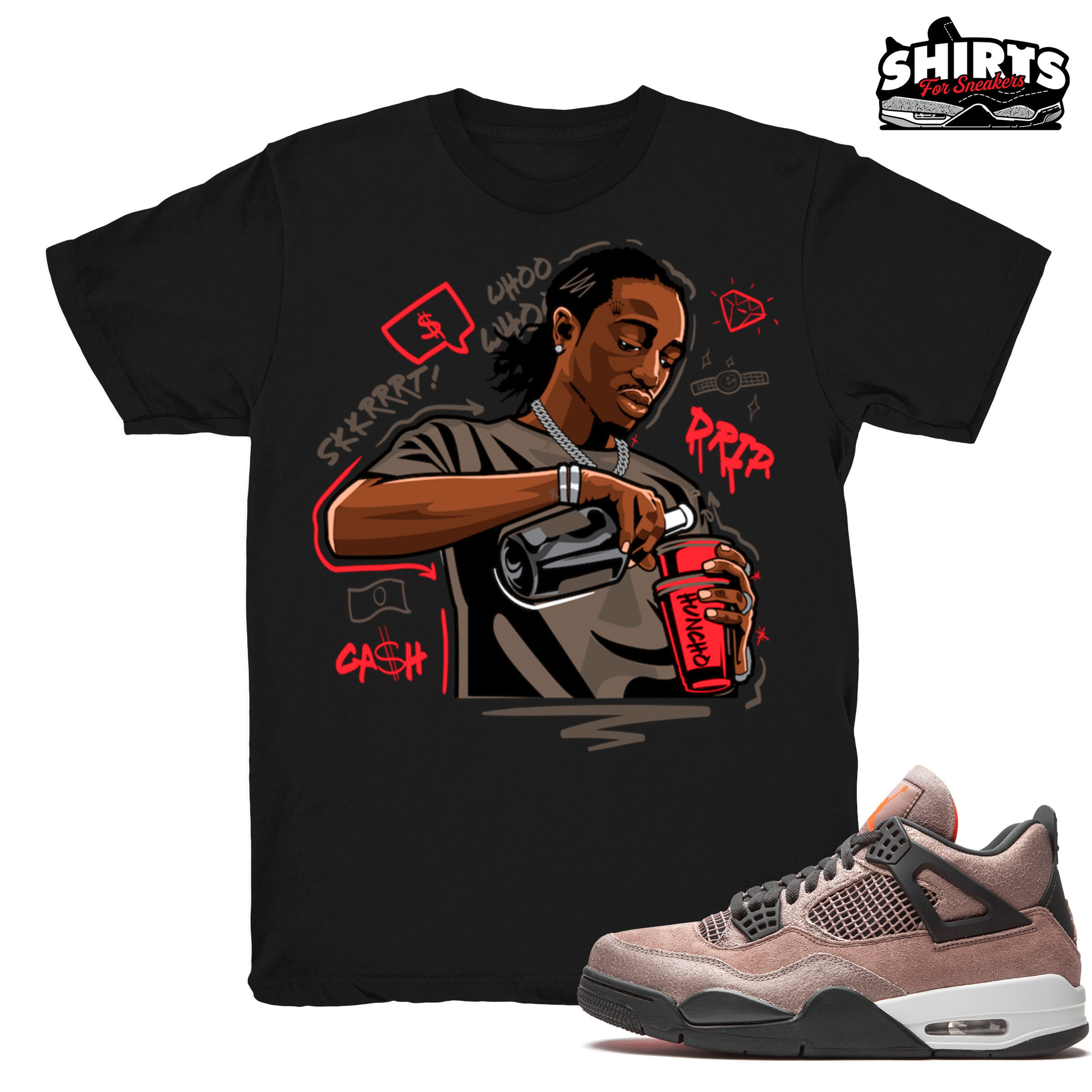 Taupe Haze 4 shirt | Quavo Drip - Match Retro4 Taupe Haze 2021 / Black ...