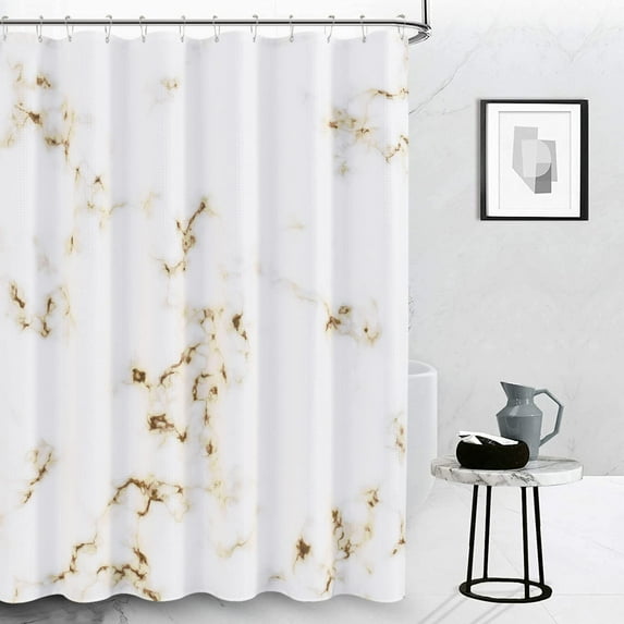 Taupe Shower Curtain with Hooks Bath Sets Marble Waffle Weave Textured ...