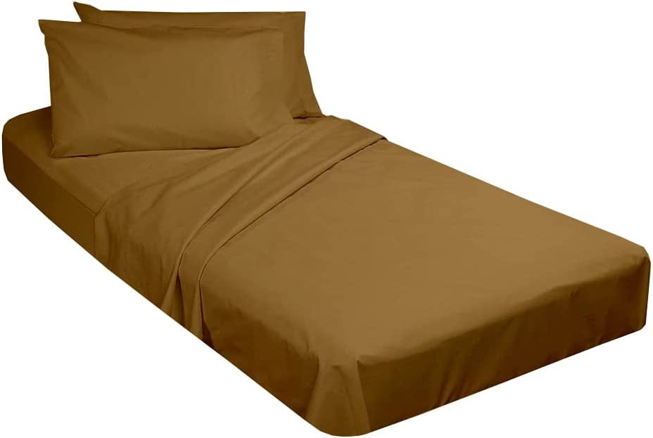 Taupe Solid 4-Piece Cot Bed Linen Set - 1 Fitted Sheet 33" x 75", 1 ...