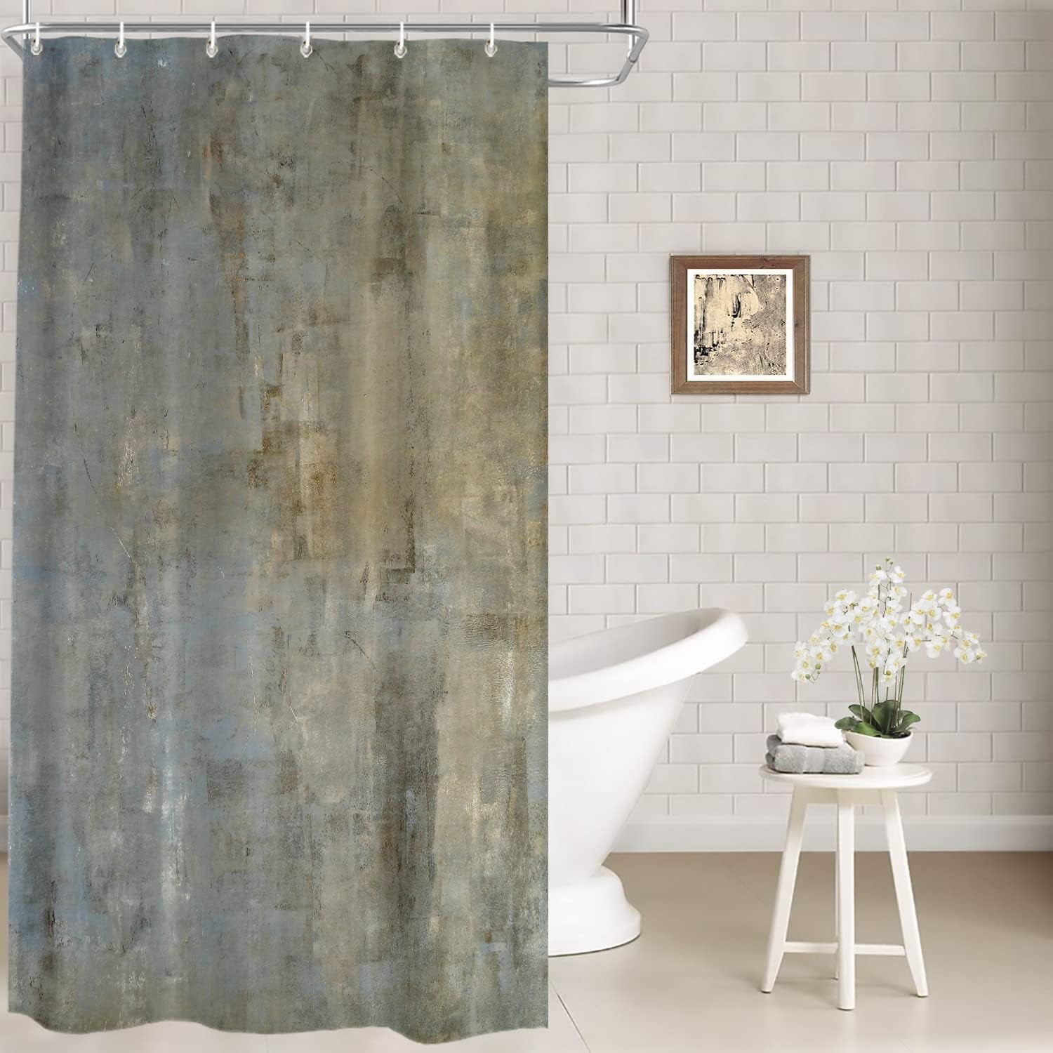 Taupe Squares Texture Decor Shower Curtain,Grey and Beige Art Painting ...