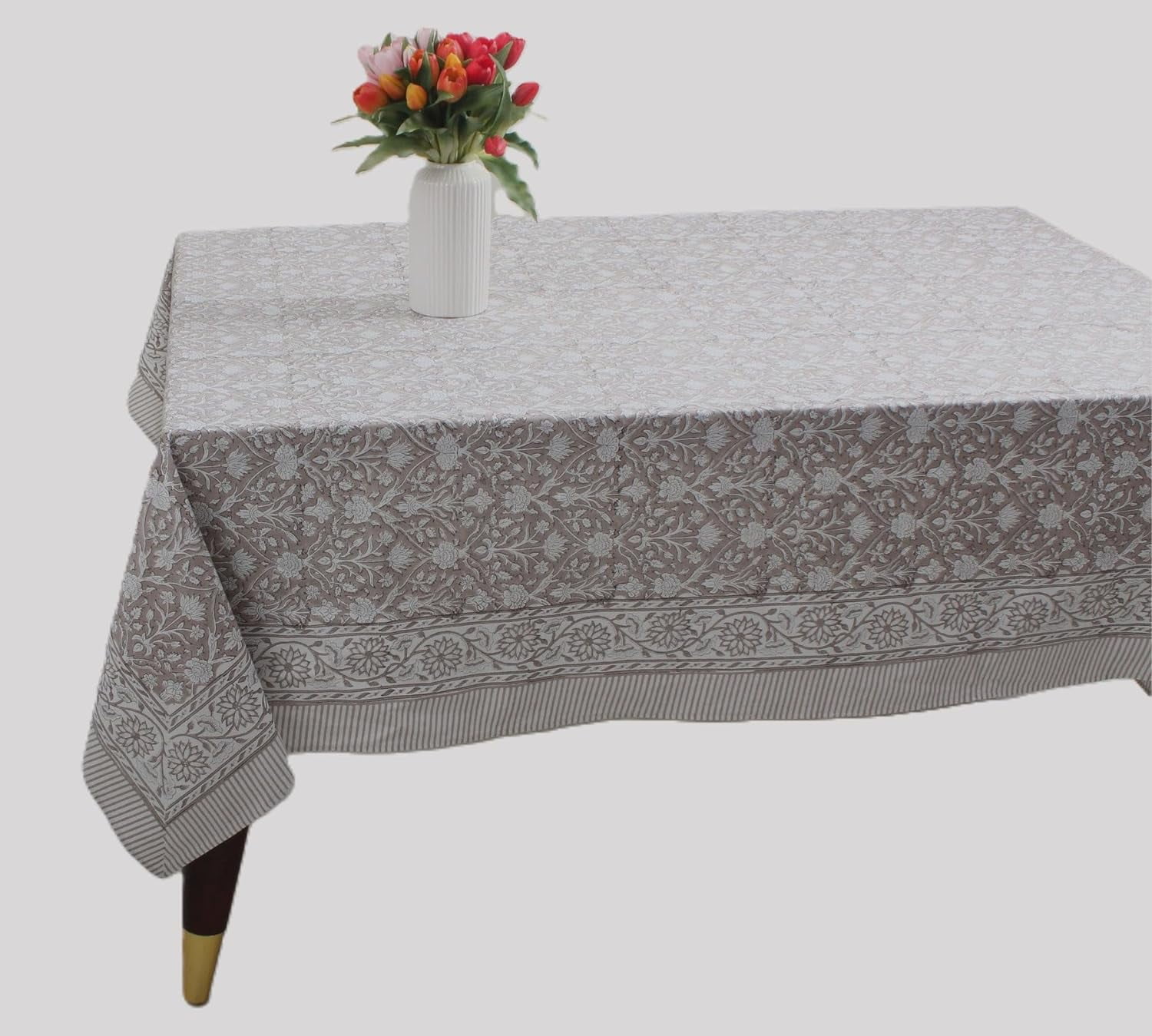 Ridhi -Taupe and Off White 72x160 Inch rectangle 100 % Cotton indian ...