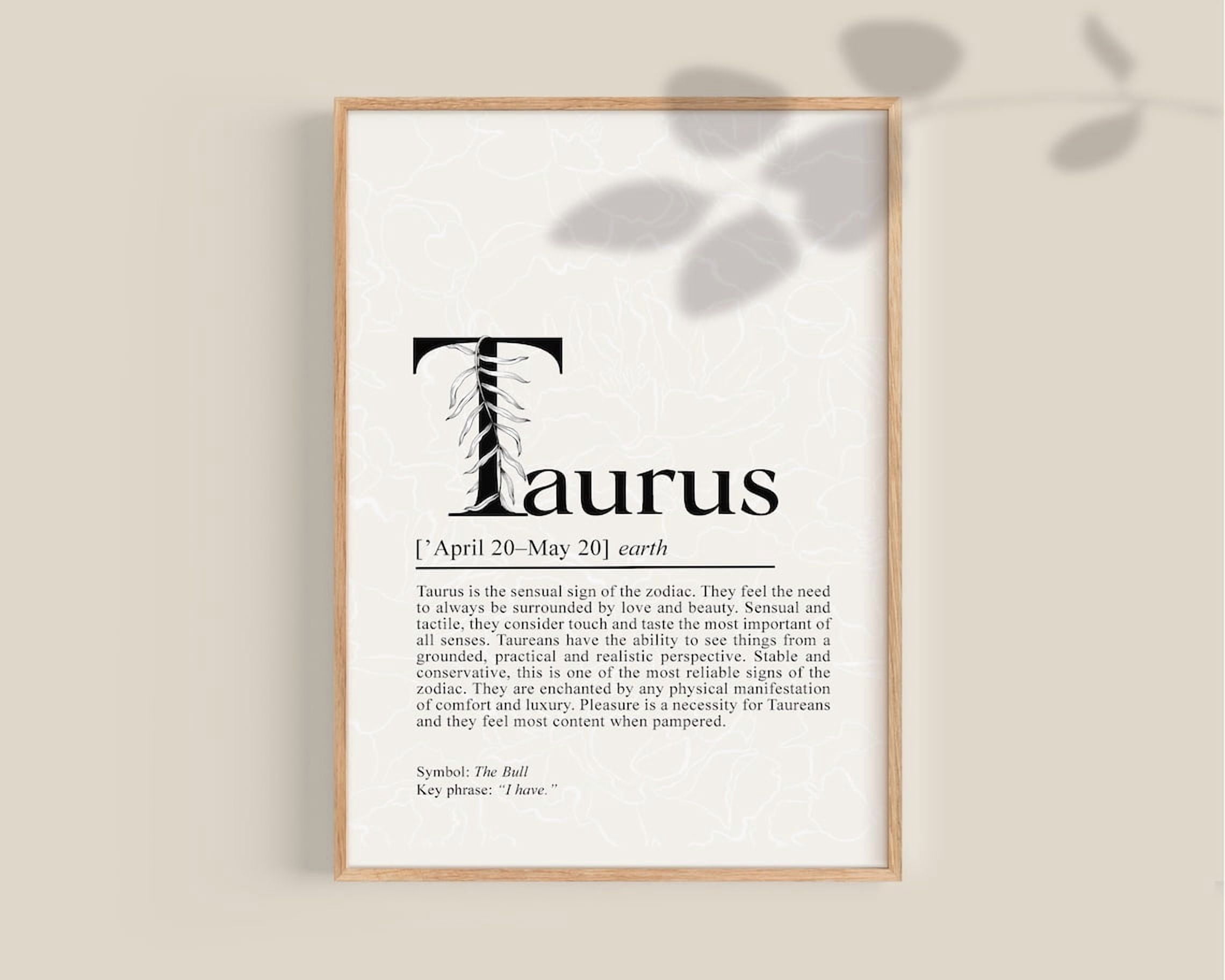 Taurus Art Poster Decor Zodiac Birthday Astrology Poster, Unframed ...