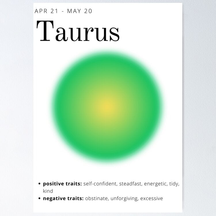 Taurus Aura Design Apr 21 - May 20 UNFRAMED Poster, 24x36 - Walmart.com