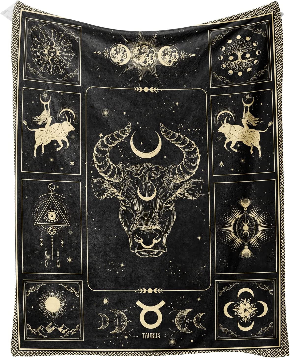 Taurus Constellation Blanket Lightweight Microfiber Astrology Blanket Taurus Zodiac Sun and Moon ...