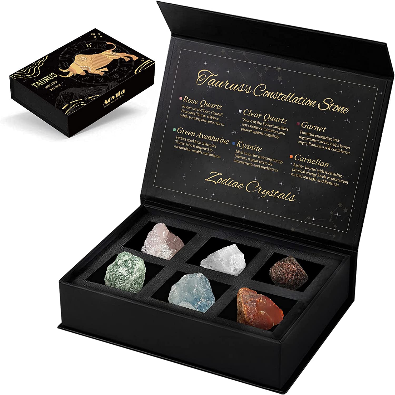 Taurus Crystals Gift Set, Zodiac Signs Healing Crystals Birthstones ...