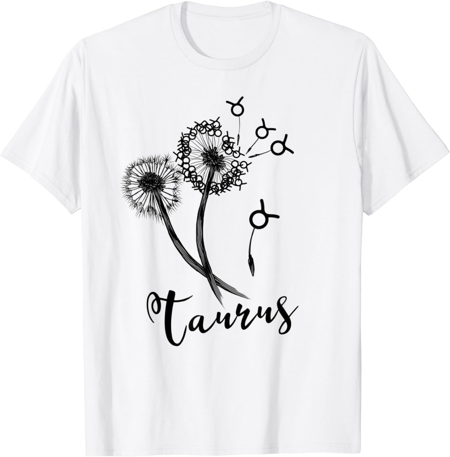 Taurus Dandelion Zodiac Sign Floral Horoscope Women Cotton T-Shirt ...