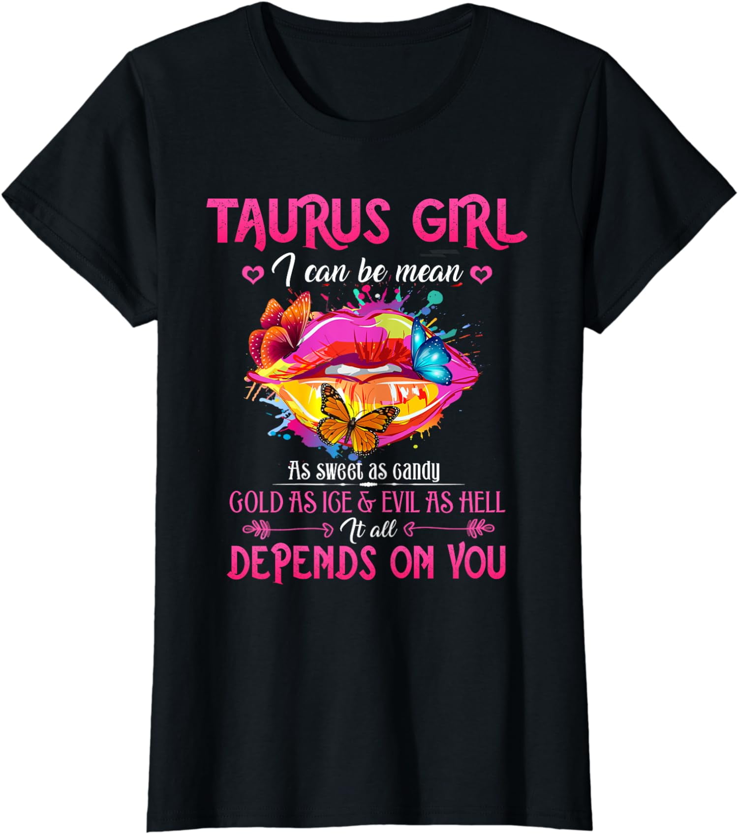 Taurus Girl Lips April May Queen Birthday Zodiac Astrology T-Shirt ...