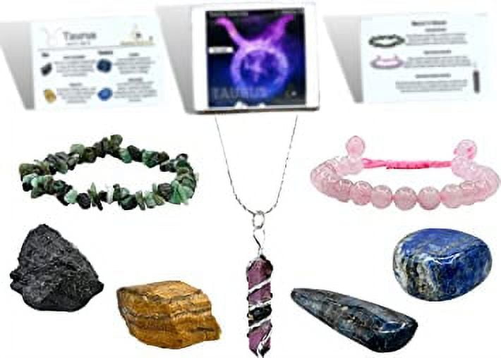 Taurus Healing Crystal Set, Zodiac Birthstone Premium Kit for Gift ...