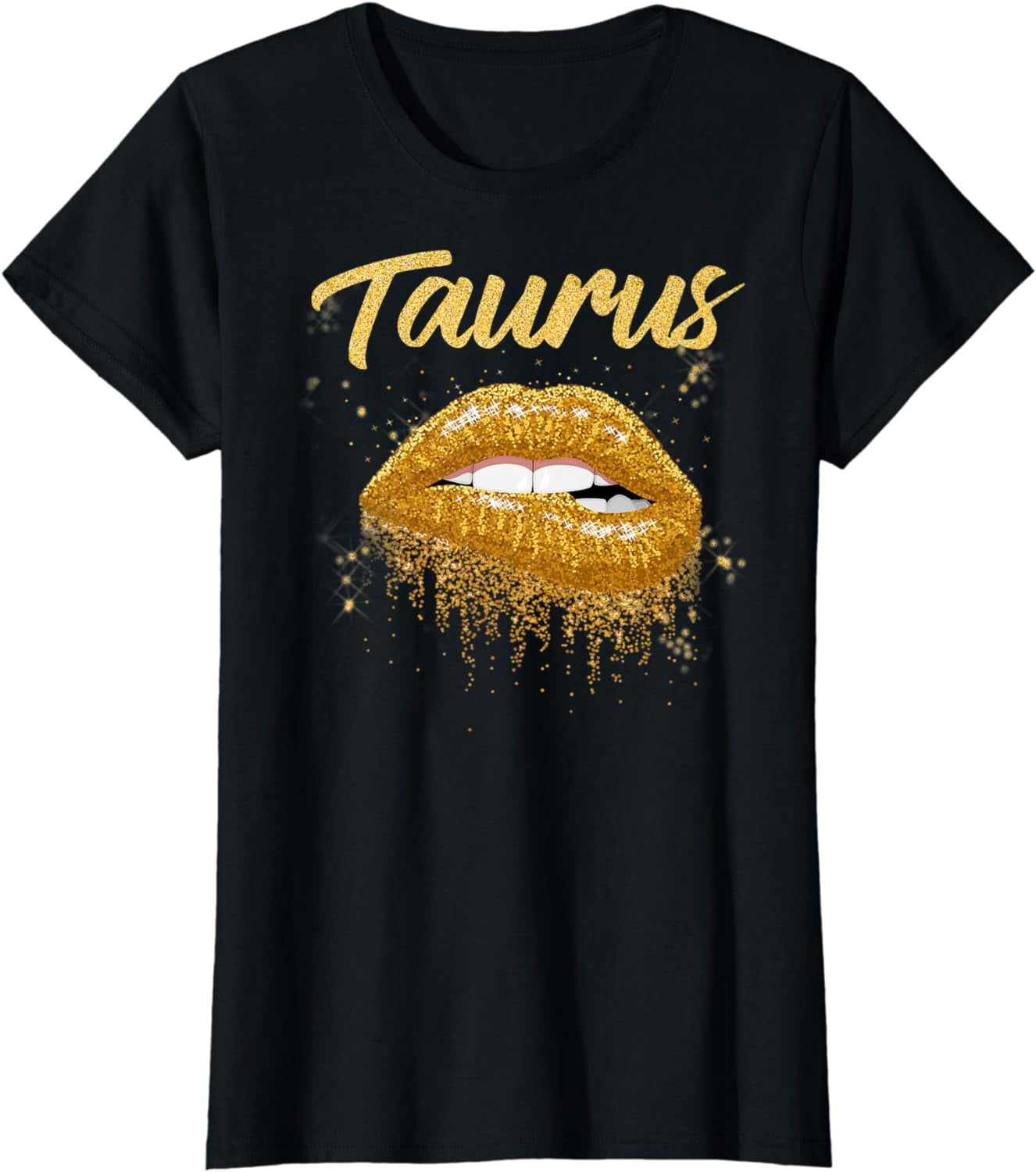 Taurus Zodiac Birthday Gold Lips T-Shirt for Black Women - Walmart.com