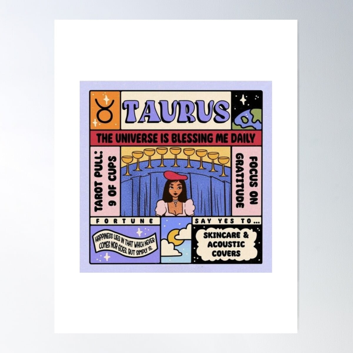 Taurus Zodiac Flyer Poster Wall Art, Modern Wall Decor For Living Room ...