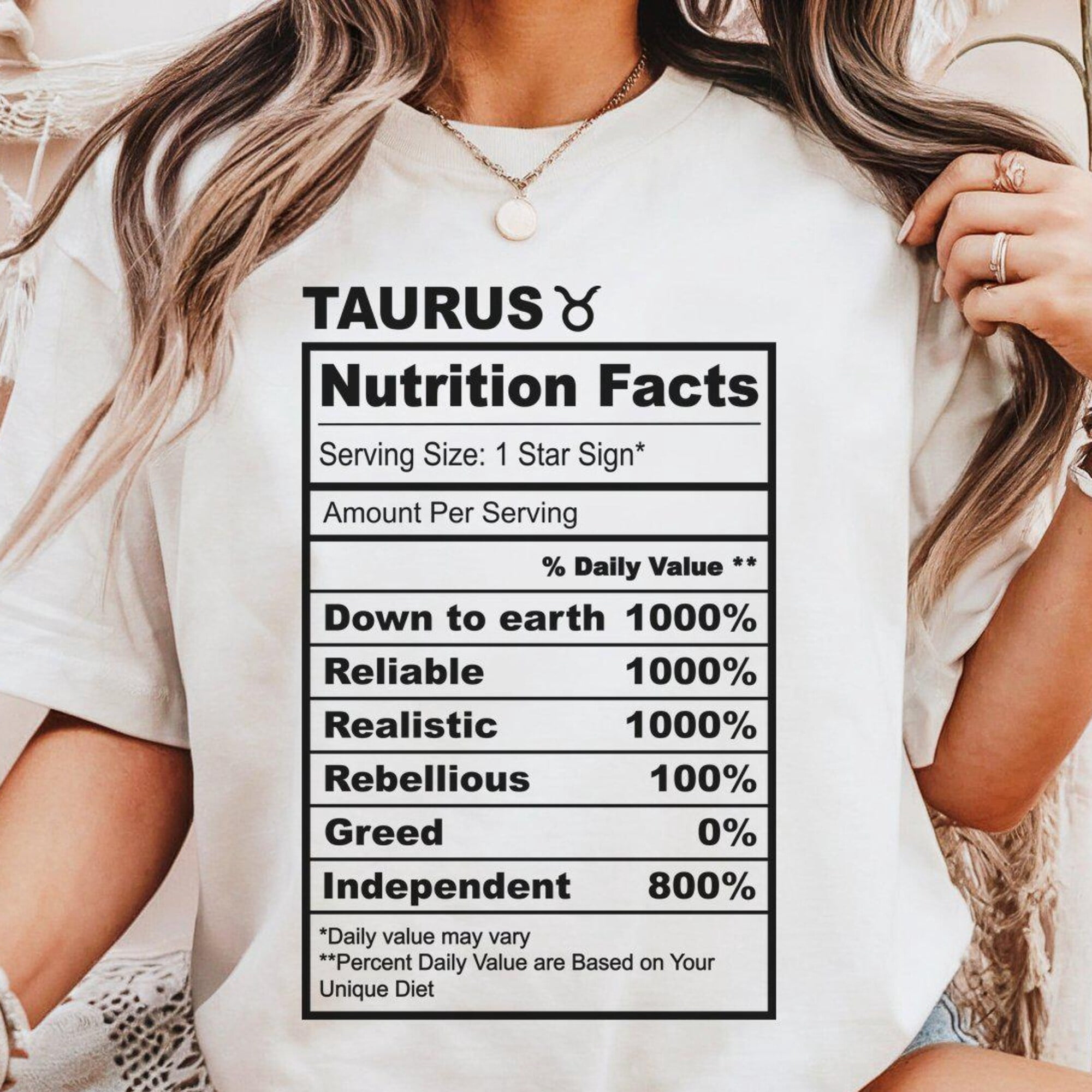 Taurus Zodiac Nutrition Facts Shirt Funny Astrology Graphic for ...