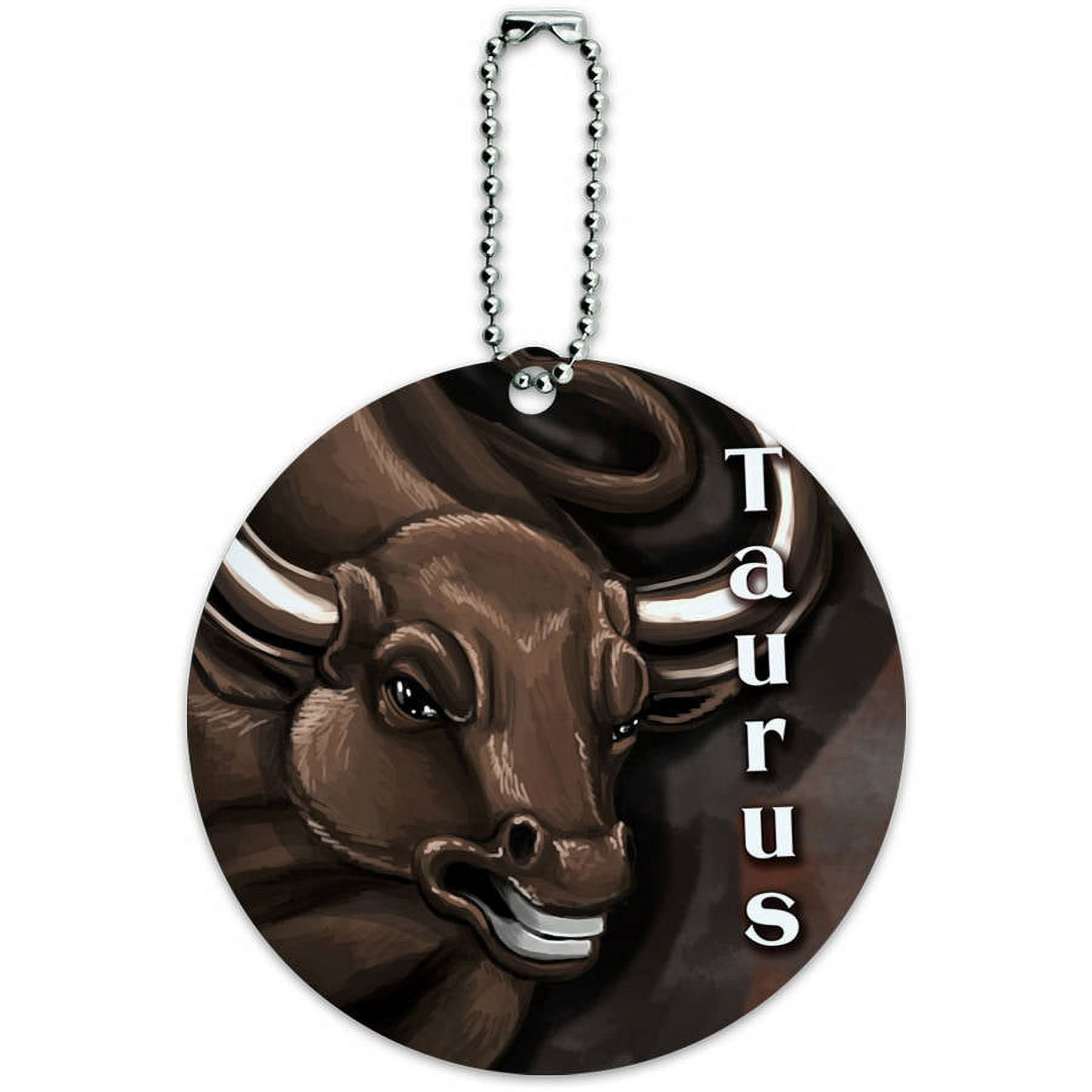 Taurus Zodiac Round Luggage ID Tag Card for Suitcase or Carry-On ...