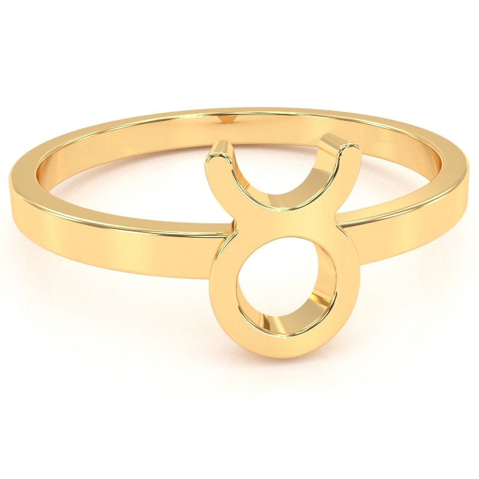 Taurus Zodiac Sign Ring In Solid 14k Yellow Gold - Walmart.com