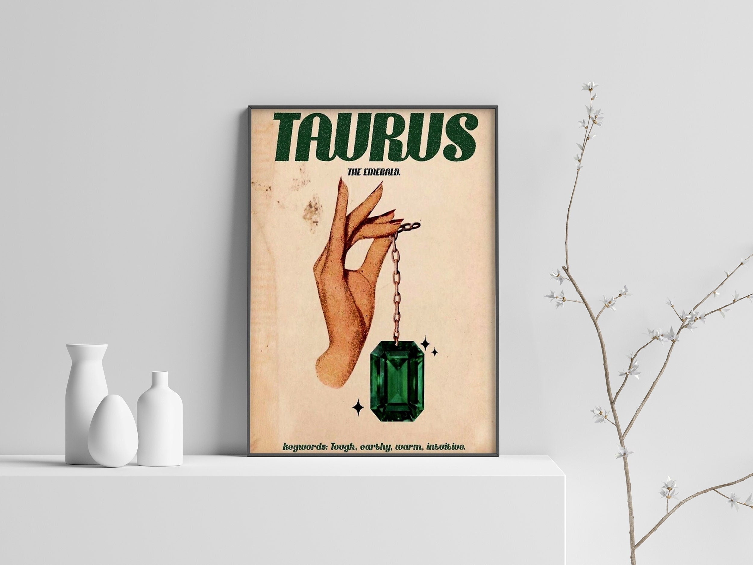 Taurus Zodiac The Emerald Lazuli Astrology Vintage Poster, Taurus ...