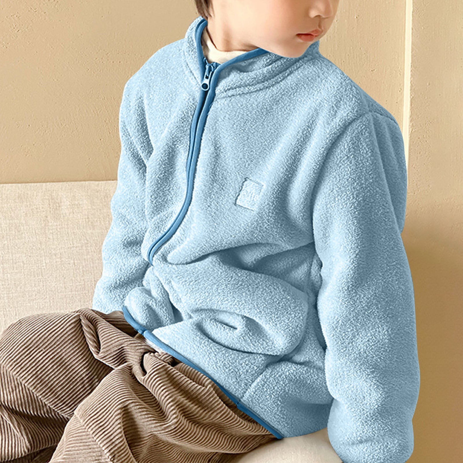 Tauxra Girls Fleece Jacket,Kids Base Layer Top, Solid Color High Neck ...