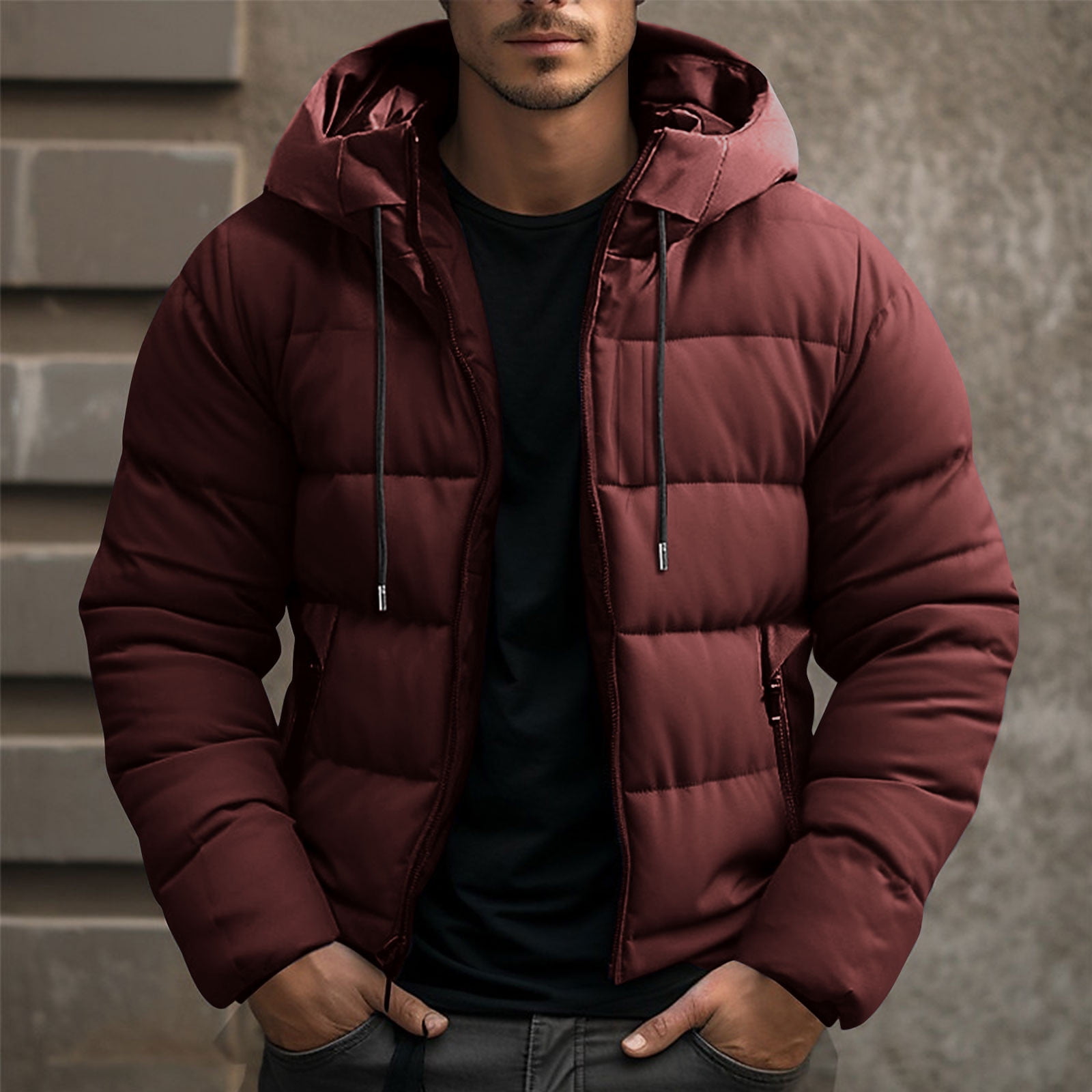 Tauxra Jackets for Men Fashion,Jacket for Men,Solid Color Thick Long ...