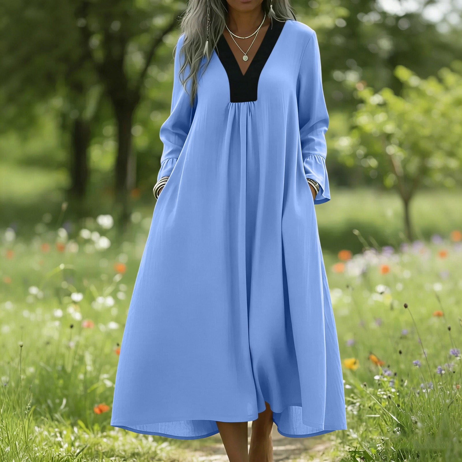 Tauxra Women's Long Dress with V Neck, Sleeveless Maxi Dress for Warm ...