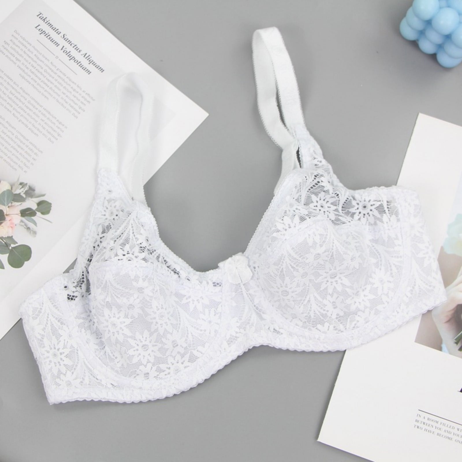 Tauxra Women's Plus Size Bra Casual Lace Thin Bra with Support,Bras for ...