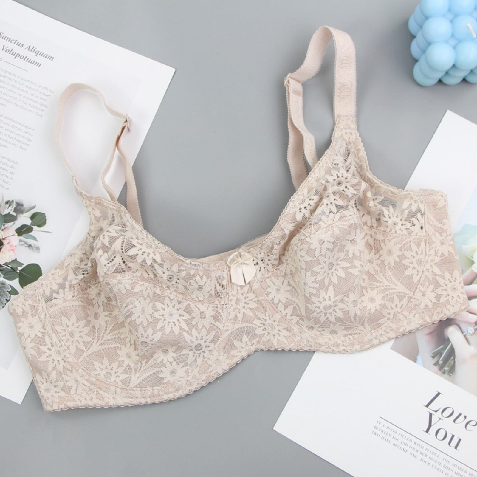 Tauxra Women's Plus Size Bra Casual Lace Thin Bra with Support,Bras for ...