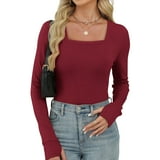 Tauxra Womens Casual Tops, U-Neck Casual Solid Color Fitted Top, Women ...