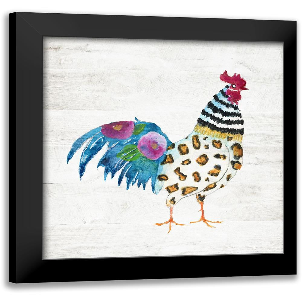 Tava Studios 20x20 Black Modern Framed Museum Art Print Titled - Funky Rooster - Walmart.com