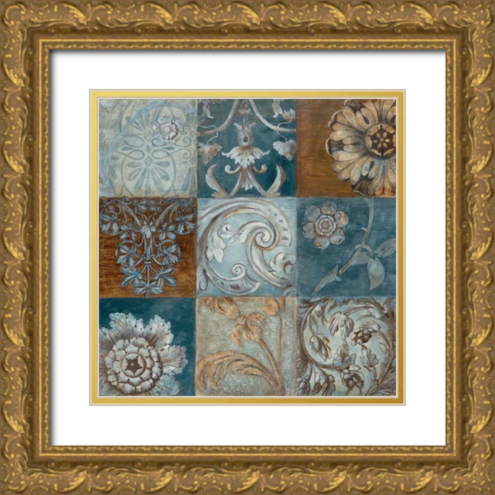 Tava Studios 20x20 Gold Ornate Wood Framed with Double Matting Museum Art Print Titled - Indigo ...