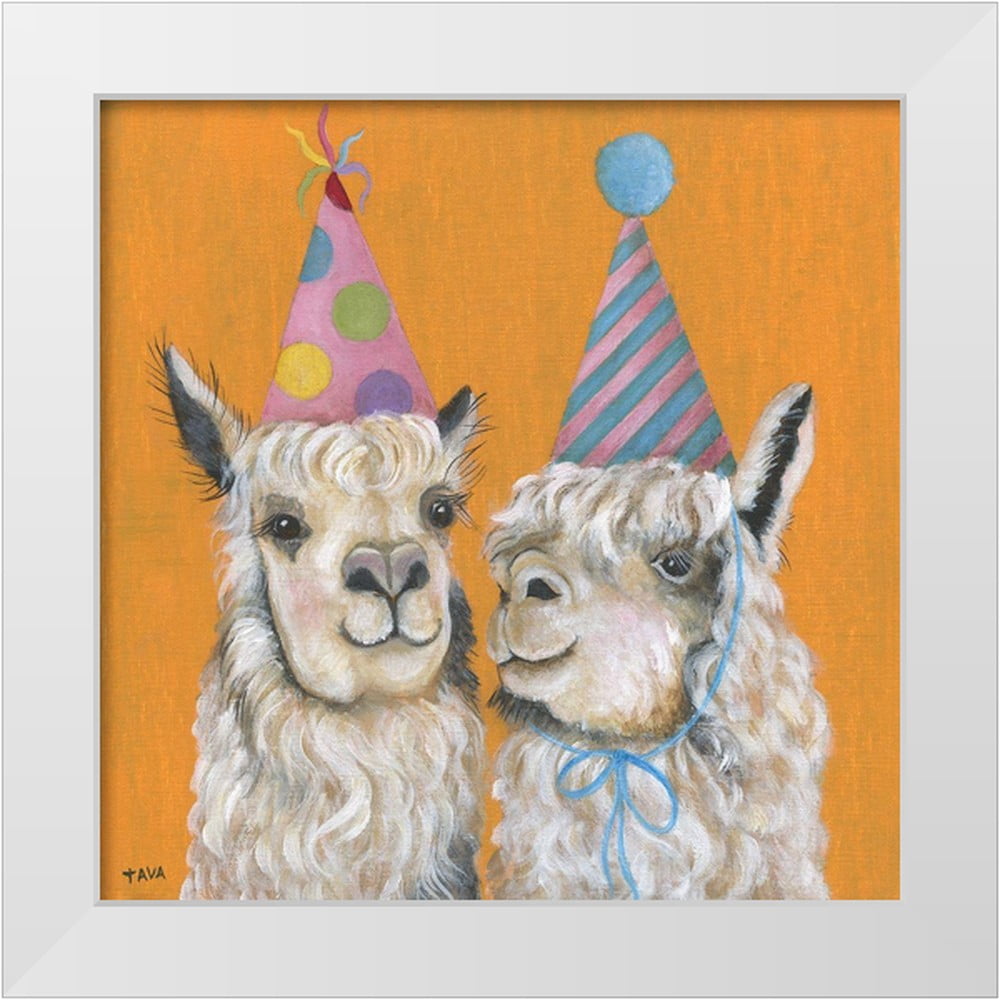 Tava Studios 20x20 White Modern Wood Framed Museum Art Print Titled - Llama Party - Walmart.com
