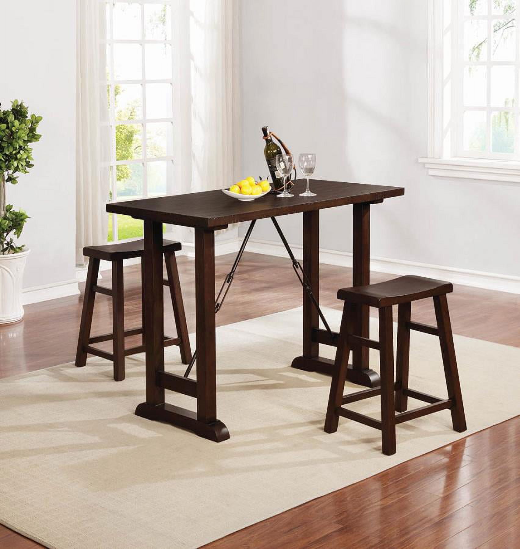 Coaster Tavares Acacia Brown And Gun Metal Three-Piece Dining Set ...