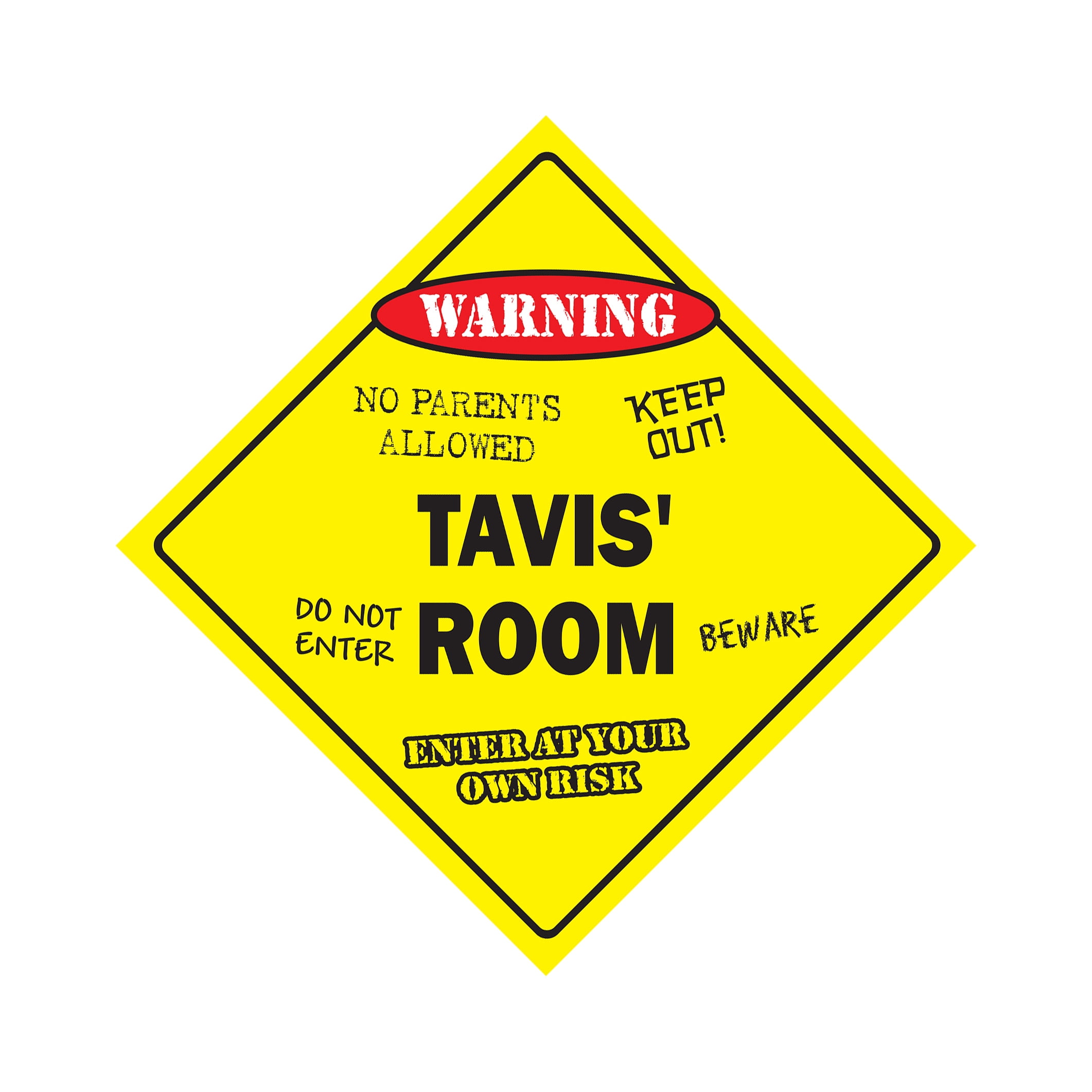 Tavis' Room Sign Crossing Zone Xing | Indoor/Outdoor | 12" Tall kids ...
