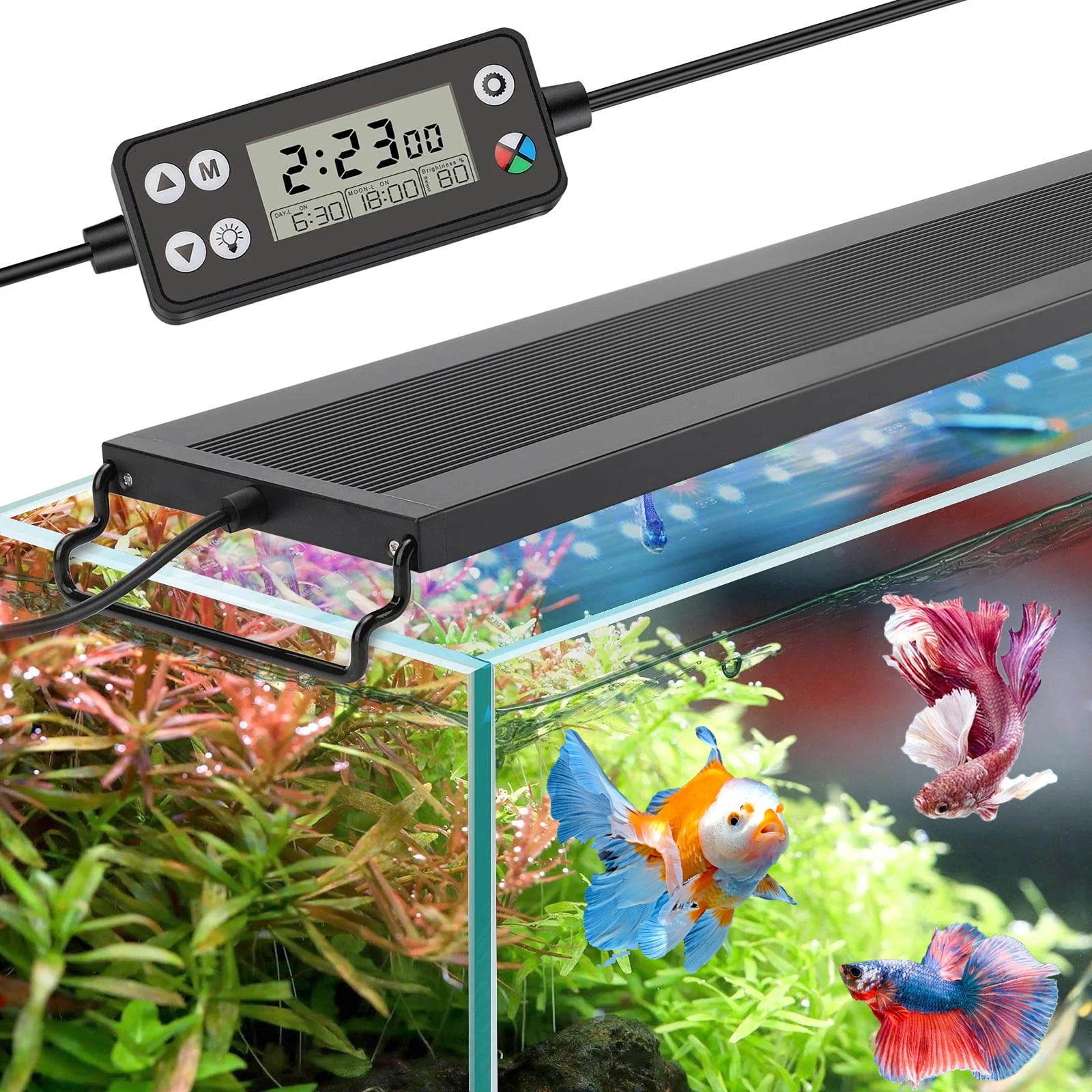 Tawatiler 26W LED Aquarium Light, Full Spectrum, LCD Monitor, 24/7 ...