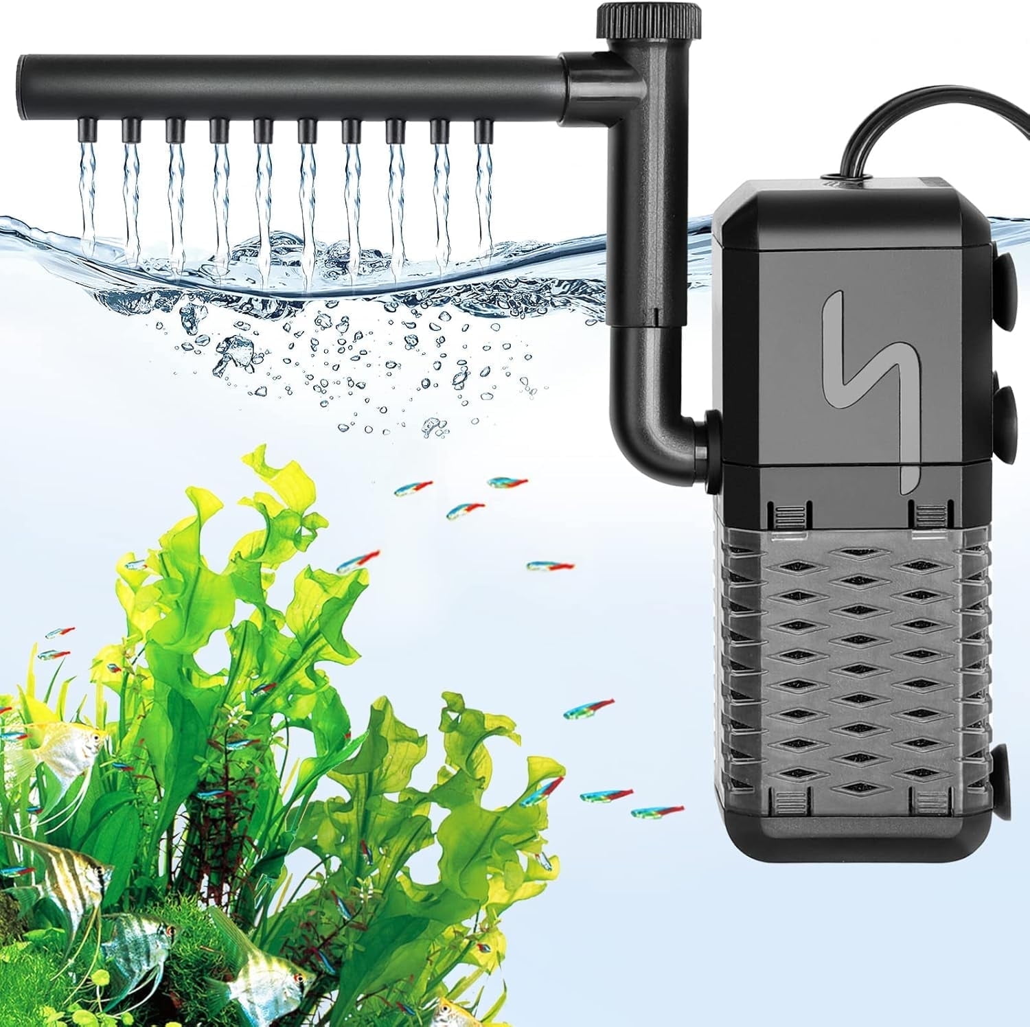 Tawatiler Aquarium Filter 158GPH Internal Fish Tank with Aeration ...