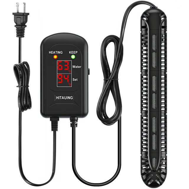 Tawatiler 500W Aquarium Heater with LED Display, 2 Suction Cups for 75 ...