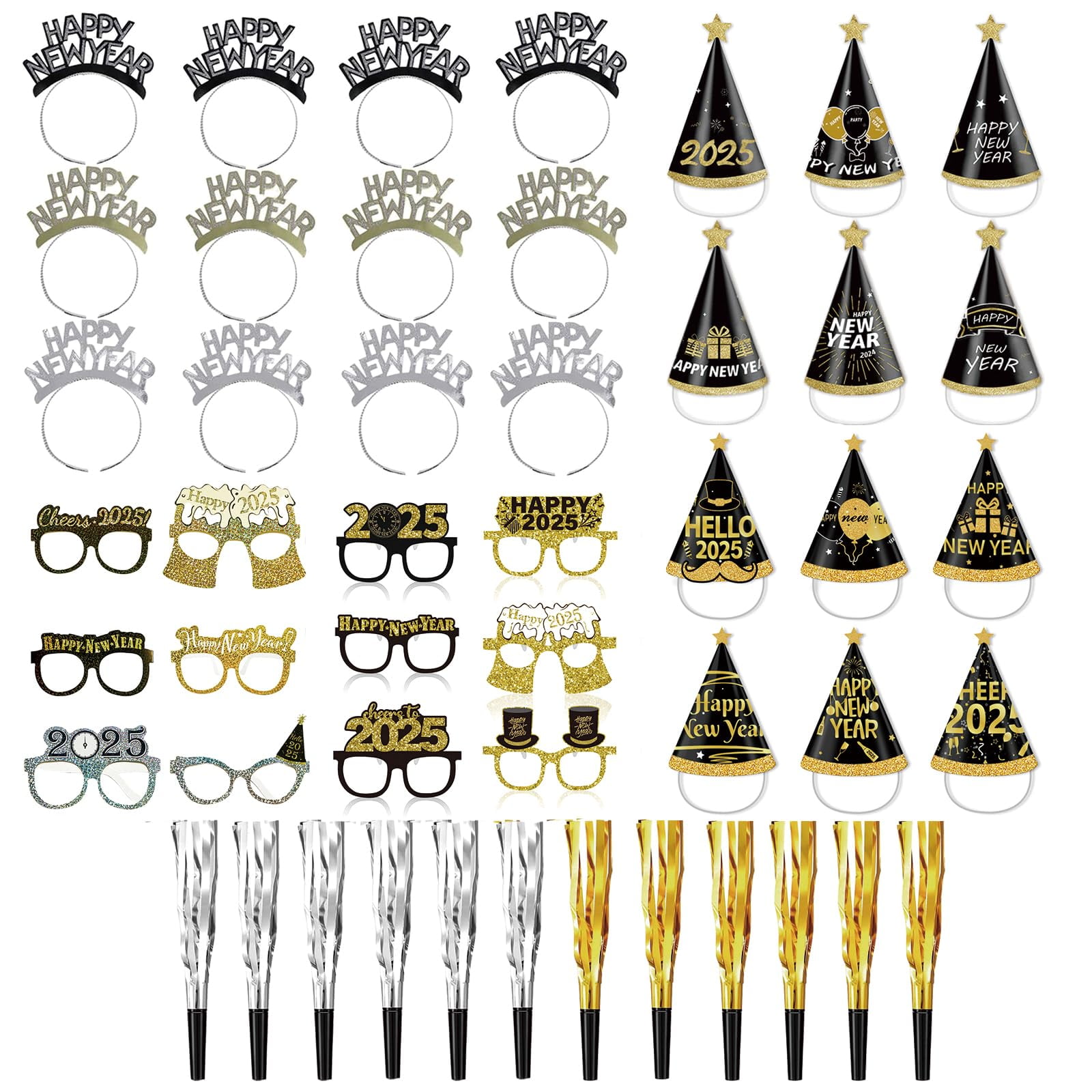 Tawecrew 48PCS New Years YPF5 Eve Party Supplies 2025 - Happy New Year ...