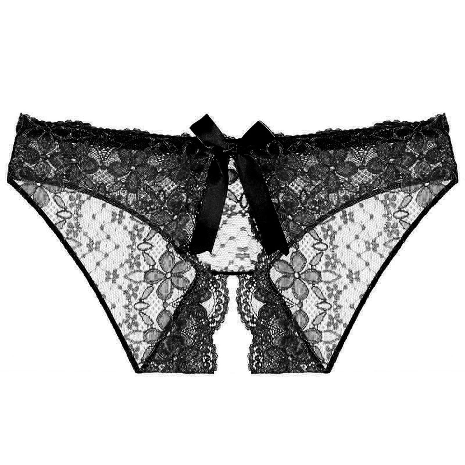 Tawop Breathable Underwear For Women Low Waist Lace Brife Bikini Crotchless Sexy Crotchless