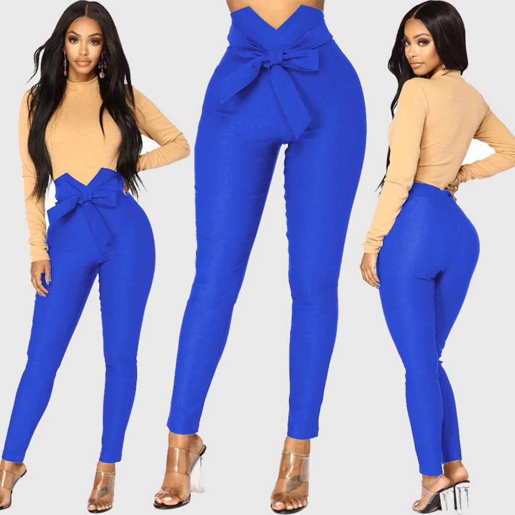 Tawop Cargo Pants Women Summer High Waist Pants Sexy Bow Slim Elastic Pants Scrub Pants Xlus10